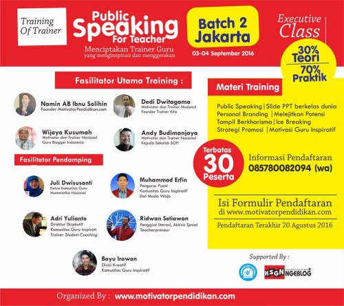 Training Public Speaking For Teacher Batch 2 Jakarta – Motivator Pendidikan